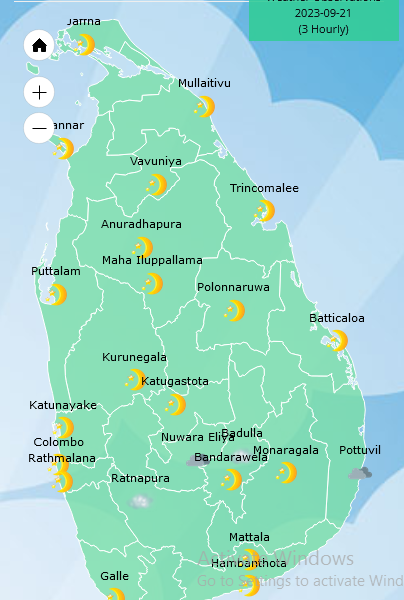 Showers in Western, Sabaragamuwa, Southern and North-western provinces and in Kandy and Nuwara ...