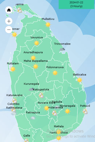 A few showers may occur in Eastern, Western, Central, Sabaragamuwa and Uva Provinces and in ...