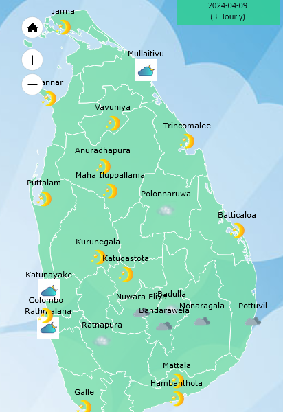 Showers or thundershowers may occur at a few places in Western, Sabaragamuwa and North-western ...