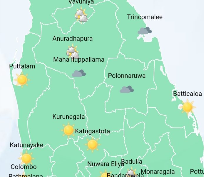 Showers in Western, Sabaragamuwa, North Western, Galle and Matara ...