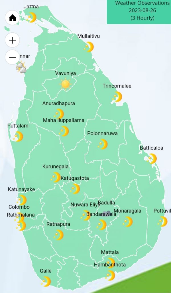A few showers in Western and Sabaragamuwa provinces and in Galle and ...