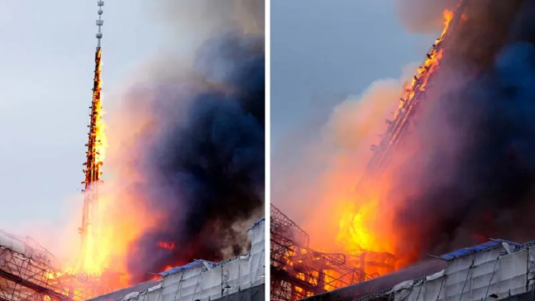 Copenhagen’s historic stock exchange in flames – The Island