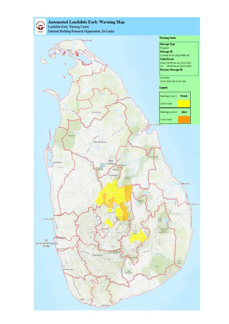Landslide early warnings issued to the district of Badulla , Kandy ...