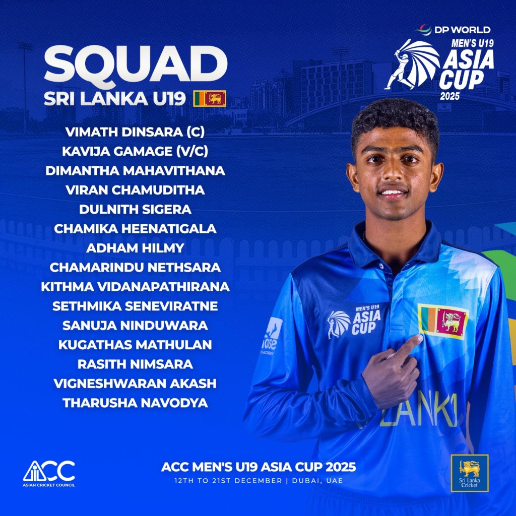 Sri Lanka squad named for ACC Men’s U19 Asia Cup – The Island